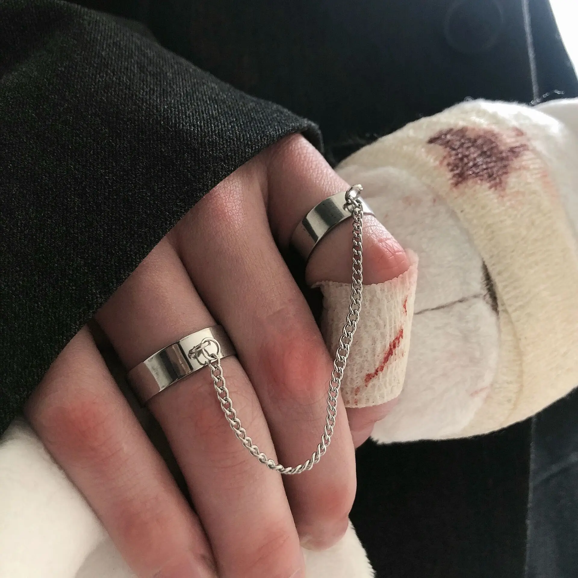 Cool-Double-Finger-Chain-Rings-for-Women-Men-Open-Adjustable-Tassel ...