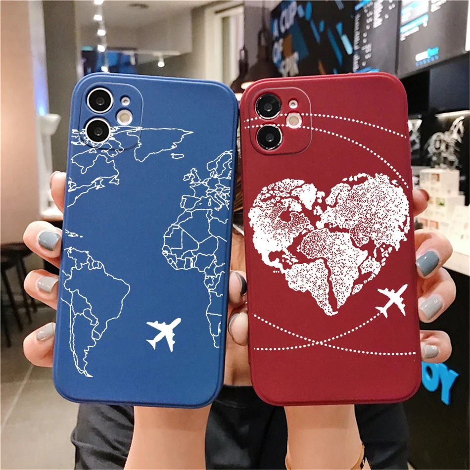 Luxury Popular Planes World Map Travel Silicone Case For iPhone 11 12 ...