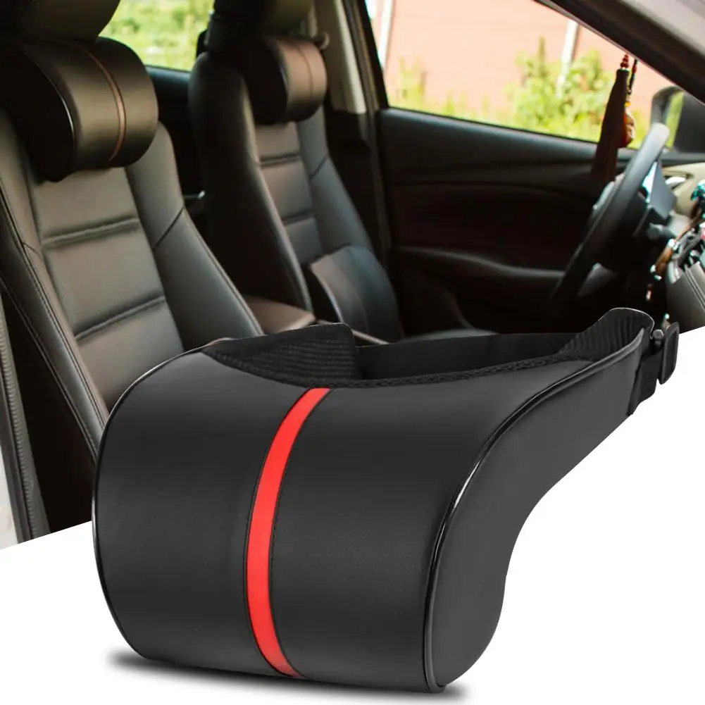 PU-Leather-Car-Auto-Headrest-Neck-Rest-Safety-Seat-Support-Memory-Foam ...