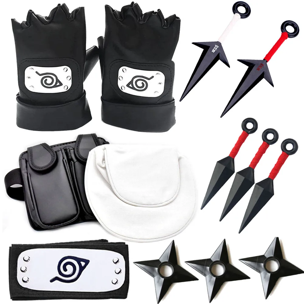 Naruto Weapons Ninja Bag Kunai Headband Gloves Shuriken Cosplay Itachi ...