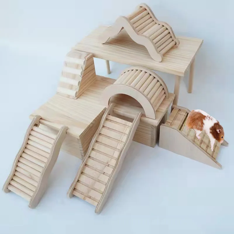 Hamster-escada-de-madeira-pequeno-animal-estima-o-escalada-brinquedo ...