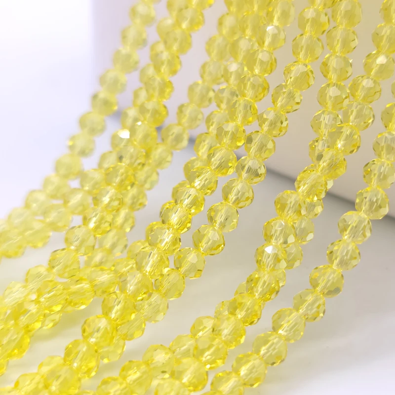 2 3 4 6 8mm Round Faceted Crystal Glass Beads Yellow Clear Crystal ...