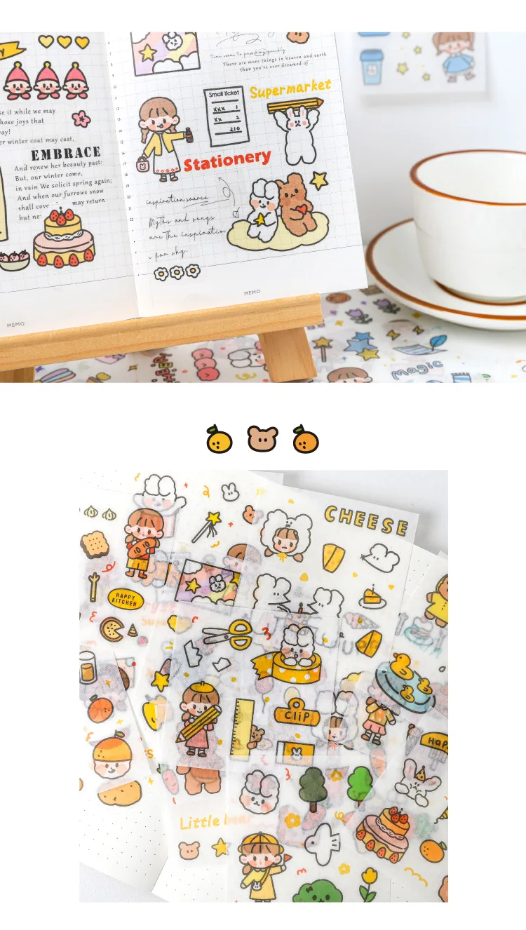 100 pcs/box kawaii Girls' daily life Decorative cute Stationery ...