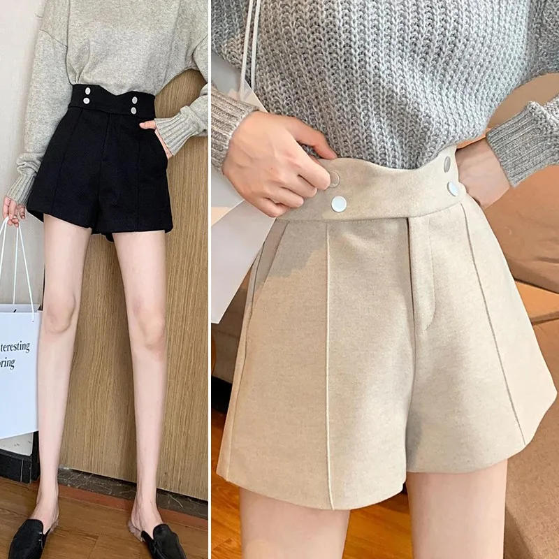 Fashion Women Shorts Elastic Woolen Pant Female Casual Harem Pants ...