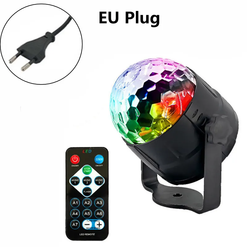 Lumière stroboscopique Disco DJ, Mini chargeur USB, effet d'éclairage de scène, commande vocale ...