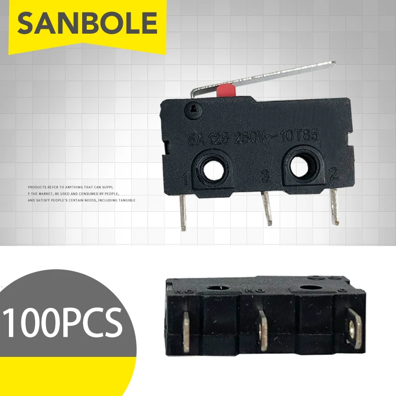 100pcs Limit Switch Micro Long Handle 3 Pins 5A 125 250VAC Contact ...