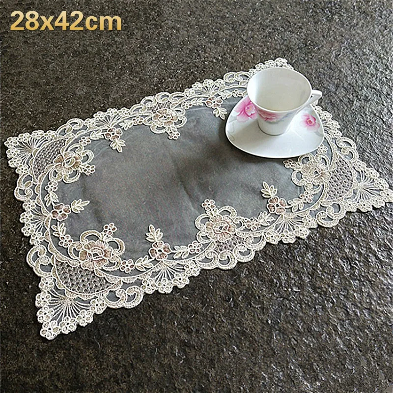 European-Lace-Embroidered-Rectangular-Placemat-Bedroom-Tea-Table-Mat ...