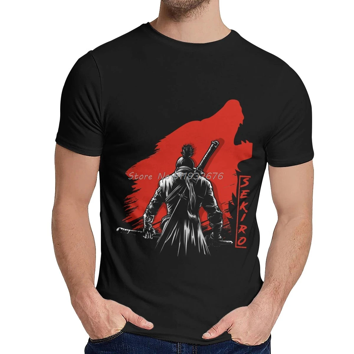Soft-Slim-Sekiro-Shadows-Die-Twice-One-armed-Wolf-Red-Sun-T-Shirt-Man ...