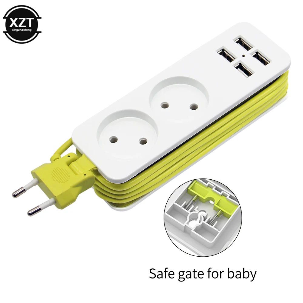 1-5M-EU-Plug-Power-Strip-Wall-Multiple-Socket-1200W-10A-250V-Portable-4 ...