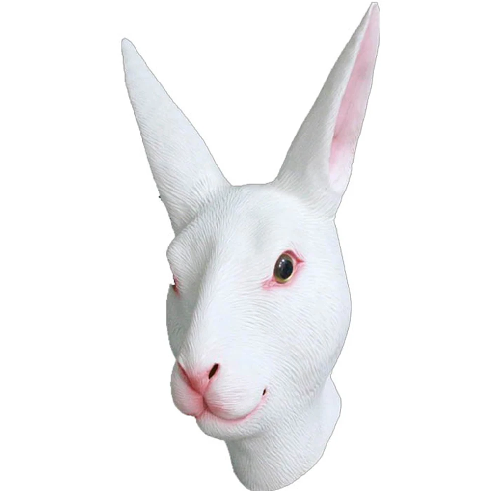 Cute-Halloween-Party-White-Rabbit-Head-Mask-Latex-Funny-Full-Face ...