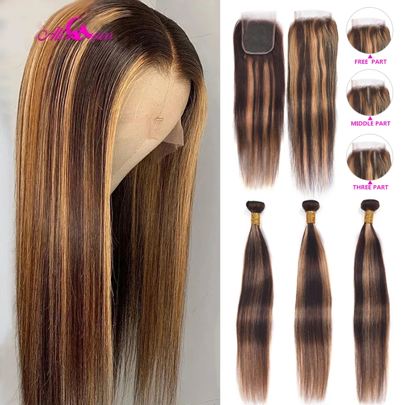 Ali Coco Malaysian Ombre Human Hair Bundles With Closure P4/30 ...