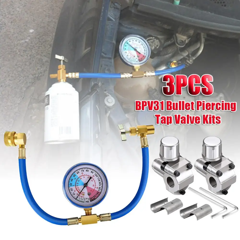 3pcs Bpv31 Bullet Piercing Tap Valve Kits U-charging Hose Refrigerant ...