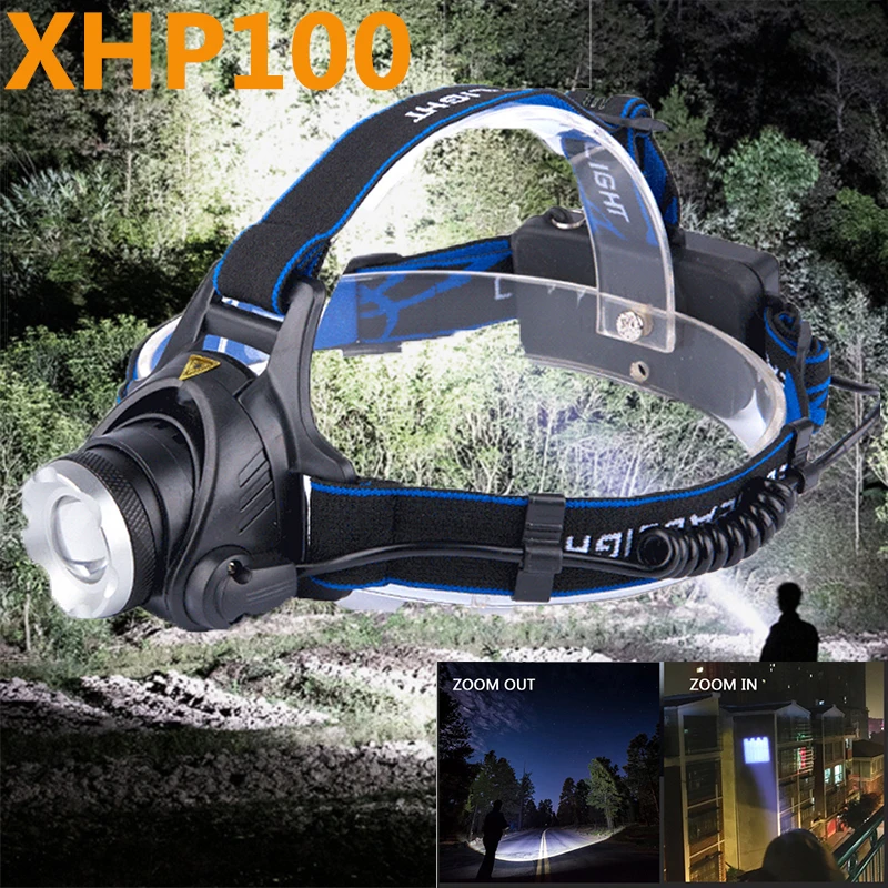 900000lm Powerful Xhp100 Led Headlamp Zoomable Headlight Waterproof ...
