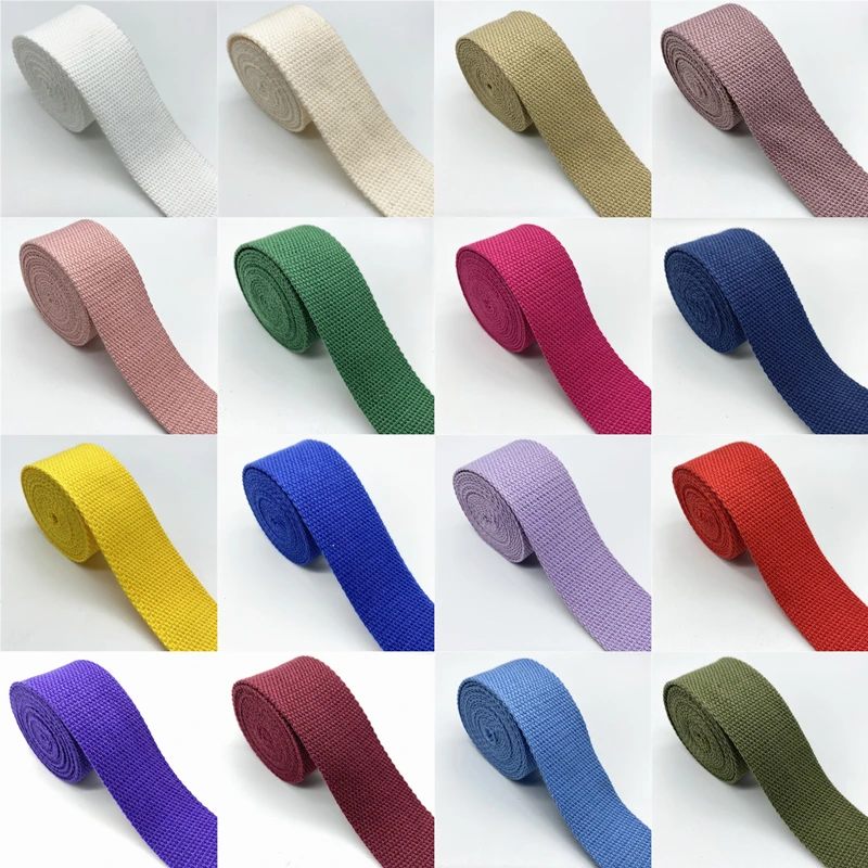 25mm 30mm 38mm 2yards Cotton Webbing Strap Canvas Cotton Ribbon For ...
