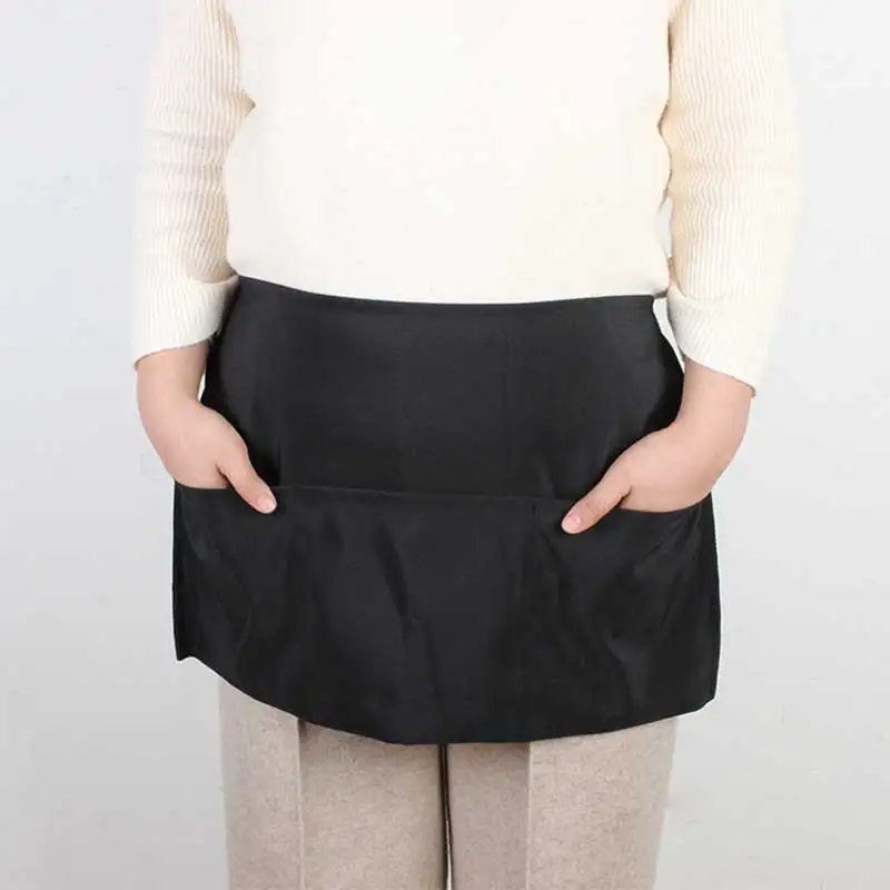 Black Server Apron 3 Pocket Waist Waiter Waitress Tip Apron Restaurant ...