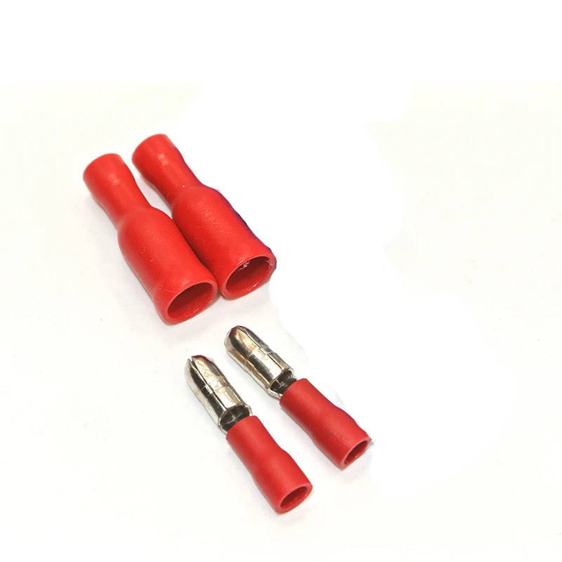 100pcs (50set/lot) Insulated Crimp Terminals 4mm Red Insulated Female ...