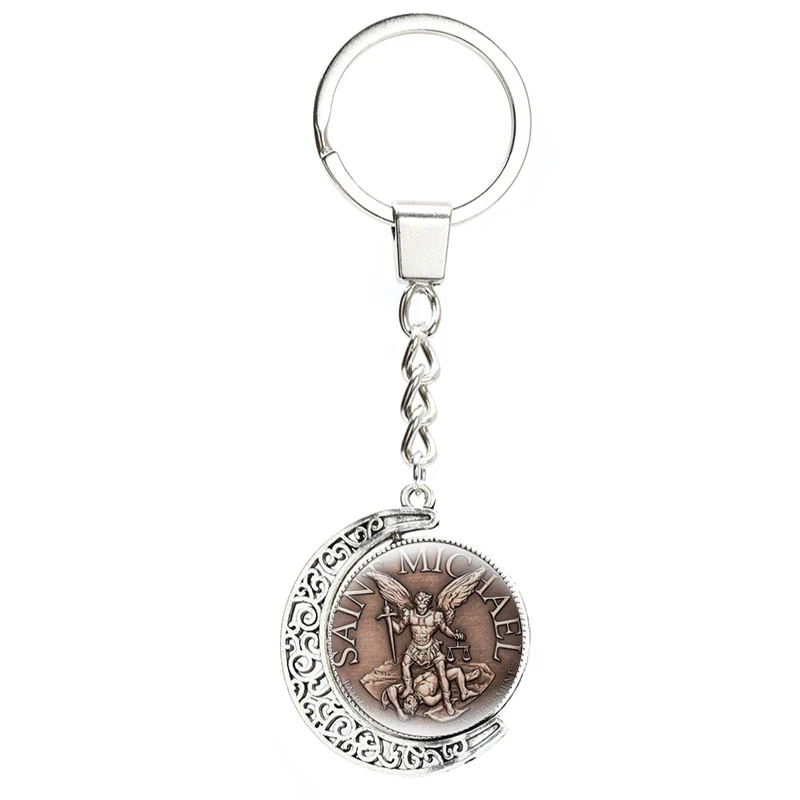 Archangel St.Michael Keychains Pendant Holder Protect Me Saint Shield ...