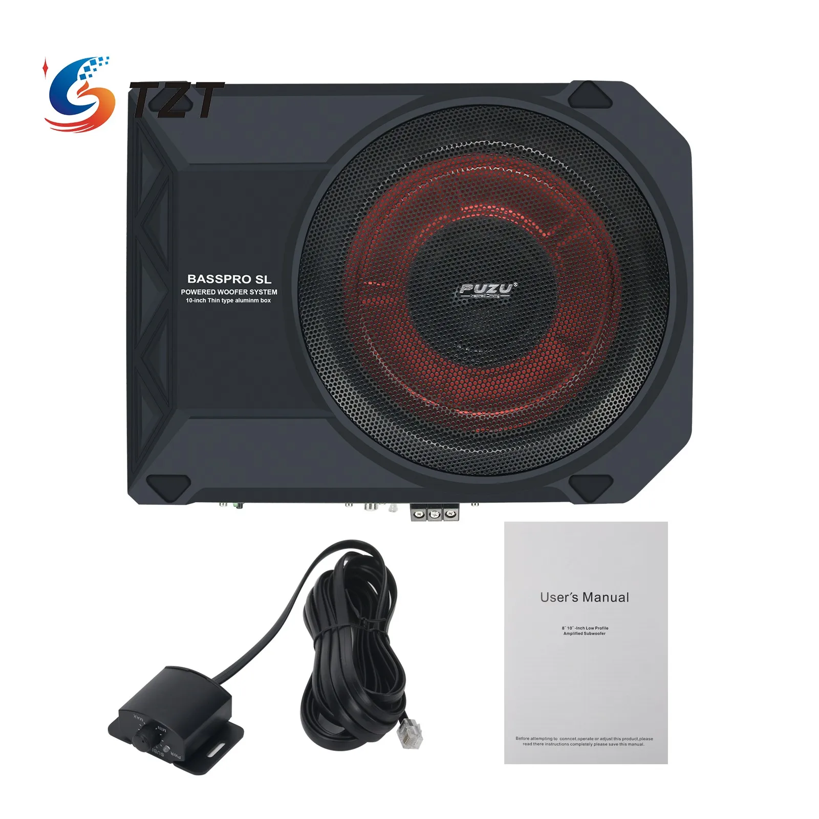 TZT PUZU PZ-SU1010 자동차 오디오 액티브 서브 우퍼, 초박형 스피커, 좌석 아래 설치, 10 인치, 600W