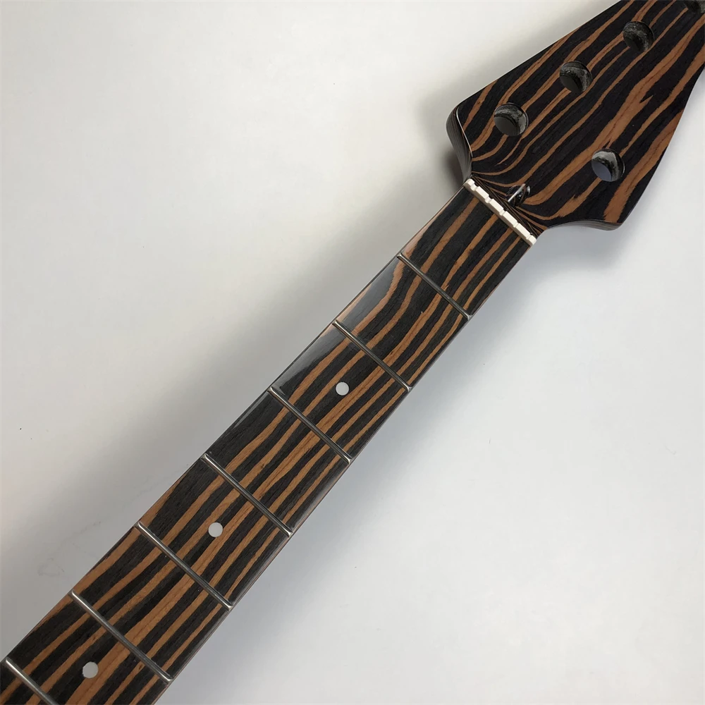 5-String-Bass-Guitar-Neck-Zebra-wood-20-fret-34-Inch-Dot-Inlay-Nut-45mm ...