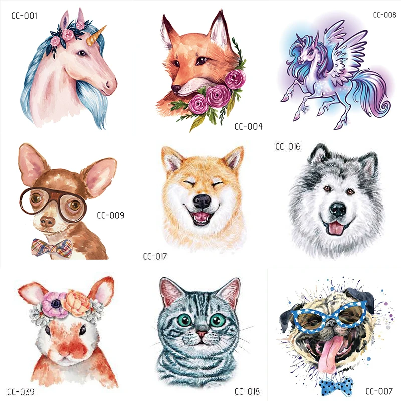 Waterproof Cute Animals Temporary Tattoos Girls Boys Arm Body Ankle DIY ...