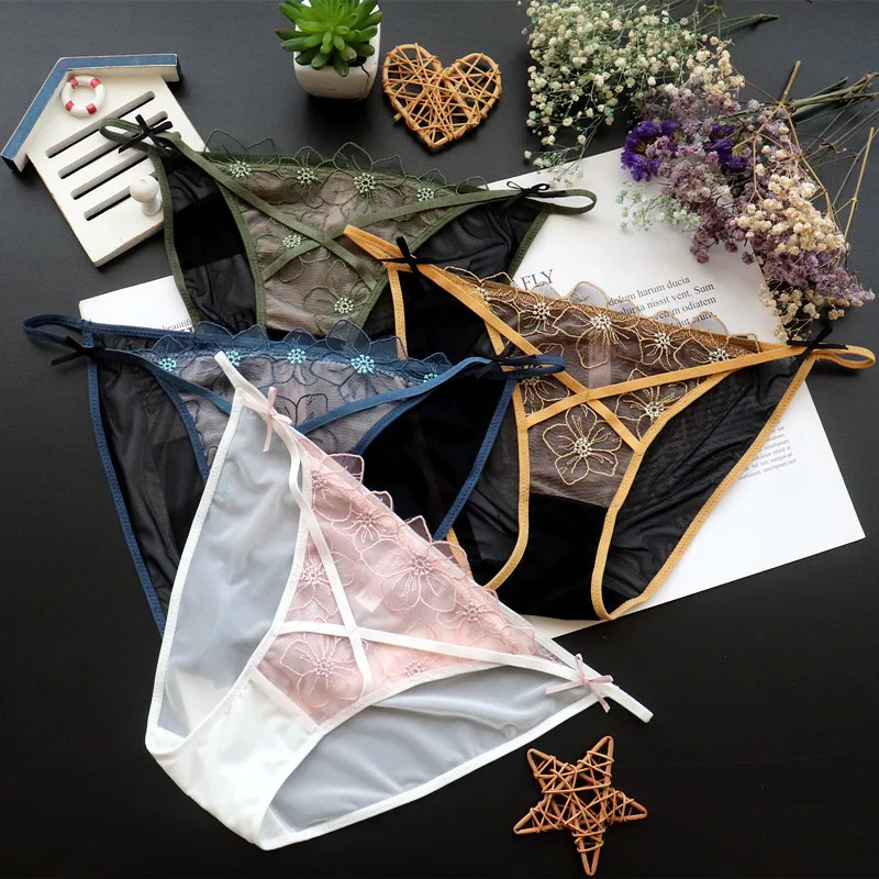 Ropa interior de encaje Sexy para mujer, bragas ahuecadas, calzoncillos ...