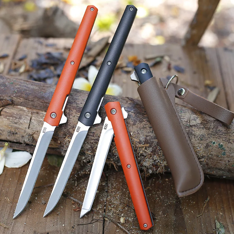 Aço damasco m390 faca de lâmina dobrável 5cr15 faca tática ao ar livre ...