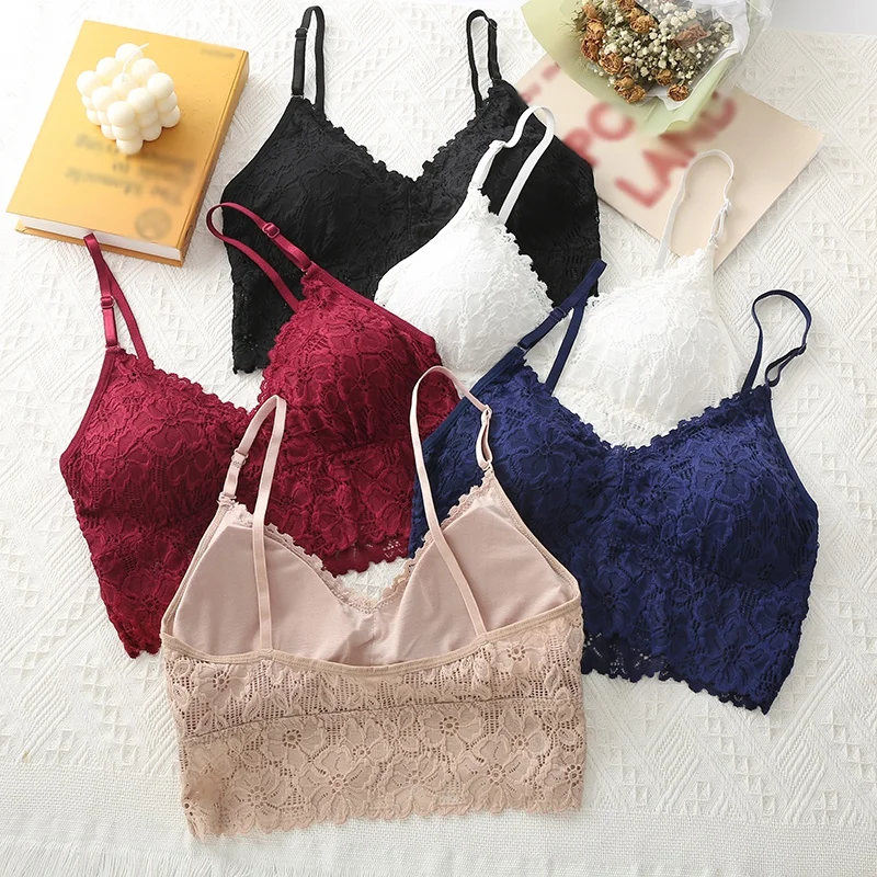 Women-Wireless-Bra-Wrapped-Chest-Strap-Tube-Top-Summer-New-French-Lace ...