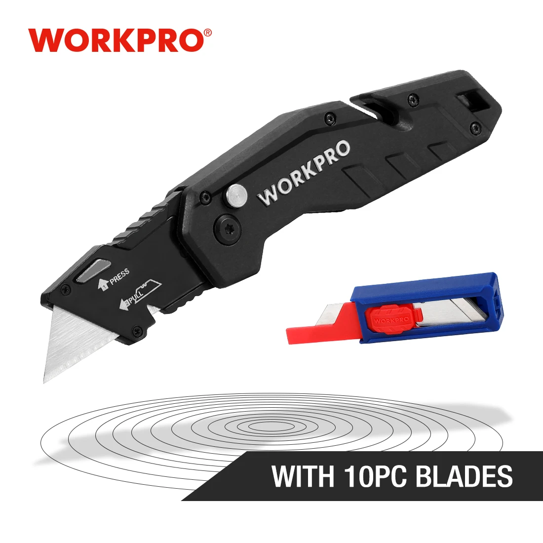 WORKPRO Folding Utility Knife Quick Change Blade Folding Knife Outdoor ...