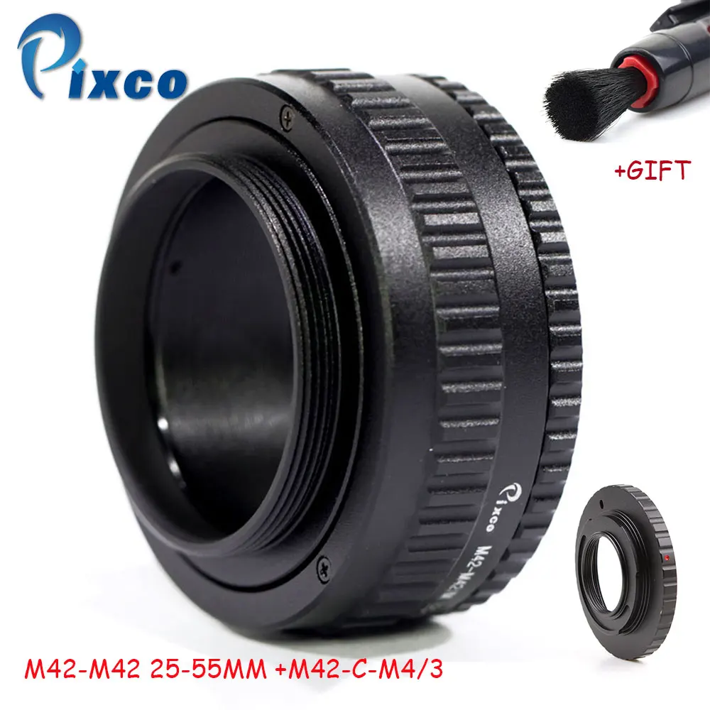 ADPLO 25-55mm+Lens Adapter M42/C Mount Lens-M4/3 for M42 Lens Adjustable Focusing Helicoid Macro ...