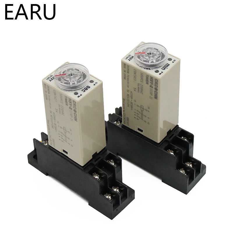 1pcs H3Y-2 AC 220V Delay Timer Time Relay Switch 0 - 30 Minute/Seconds Adjustable 5A With Base ...