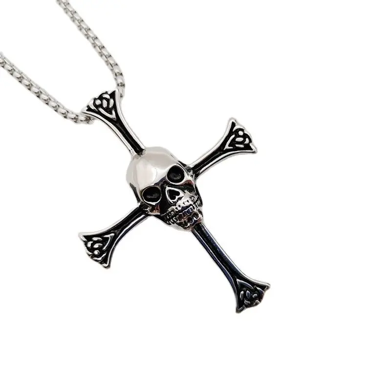 Punk Rock cross pendant necklace Vintage silver color 316L stainless ...