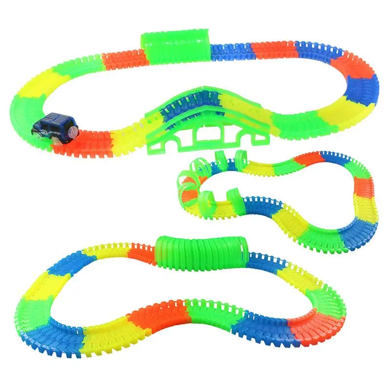 COOLPLAY DIY Tracks Assembly Toy Glow Racing Track Toy Car with Light ...