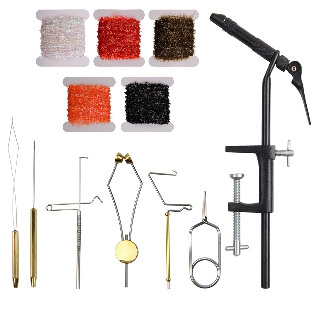 12PCS-Set-Fly-Tying-Kits-Fly-Tying-Materials-and-Vise-with-Whin ...