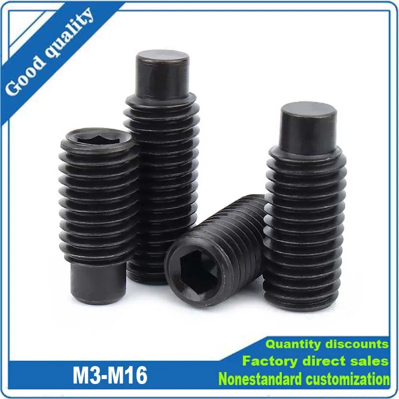 Black Grade 12.9 Steel Hex Hexagon Socket Set Screw with Dog Point Grub ...