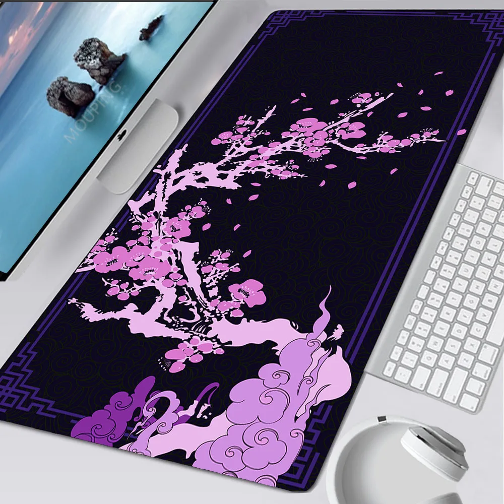 Cherry Blossom Art Mouse Pad Japan Sakura Card Black Table Mat Big ...