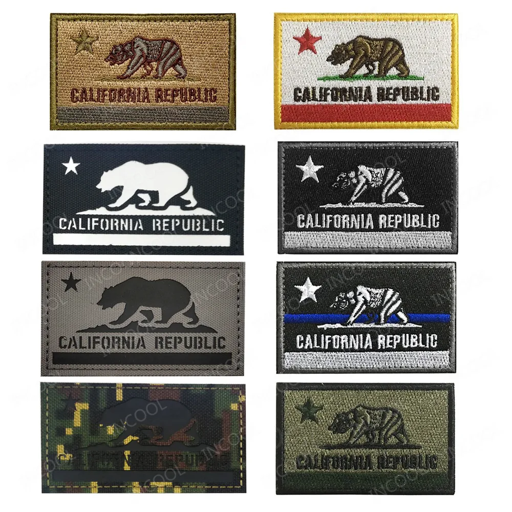 State of California Flag Reflective Embroidered Patches Tactical Patch ...