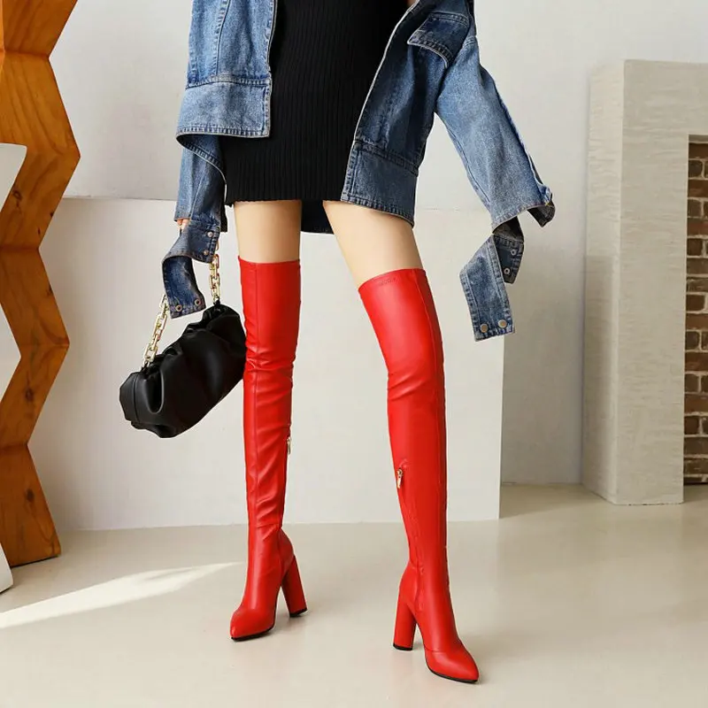 Sianie-Tianie-Sexy-Stripper-Heels-Red-Block-High-Heeled-Womens-Shoes ...
