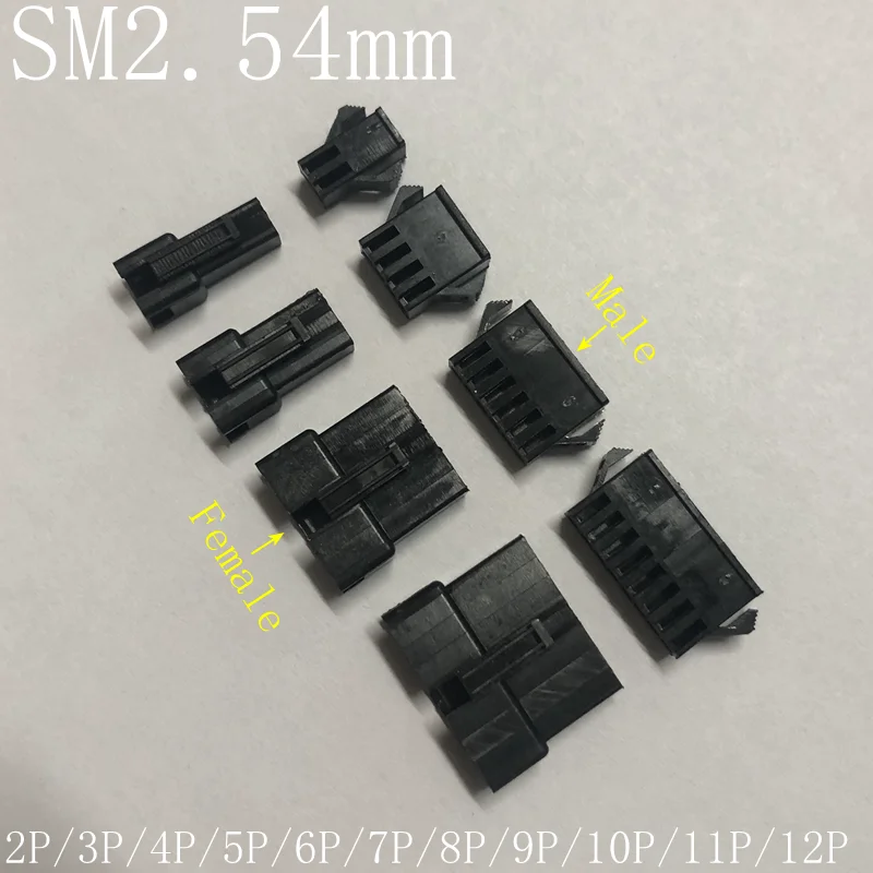 50PCS 2/3/4/5/6/7/8/9/10/11/12 Pin Pitch 2.54mm SM Female and Male wire connector housing SM-2P ...