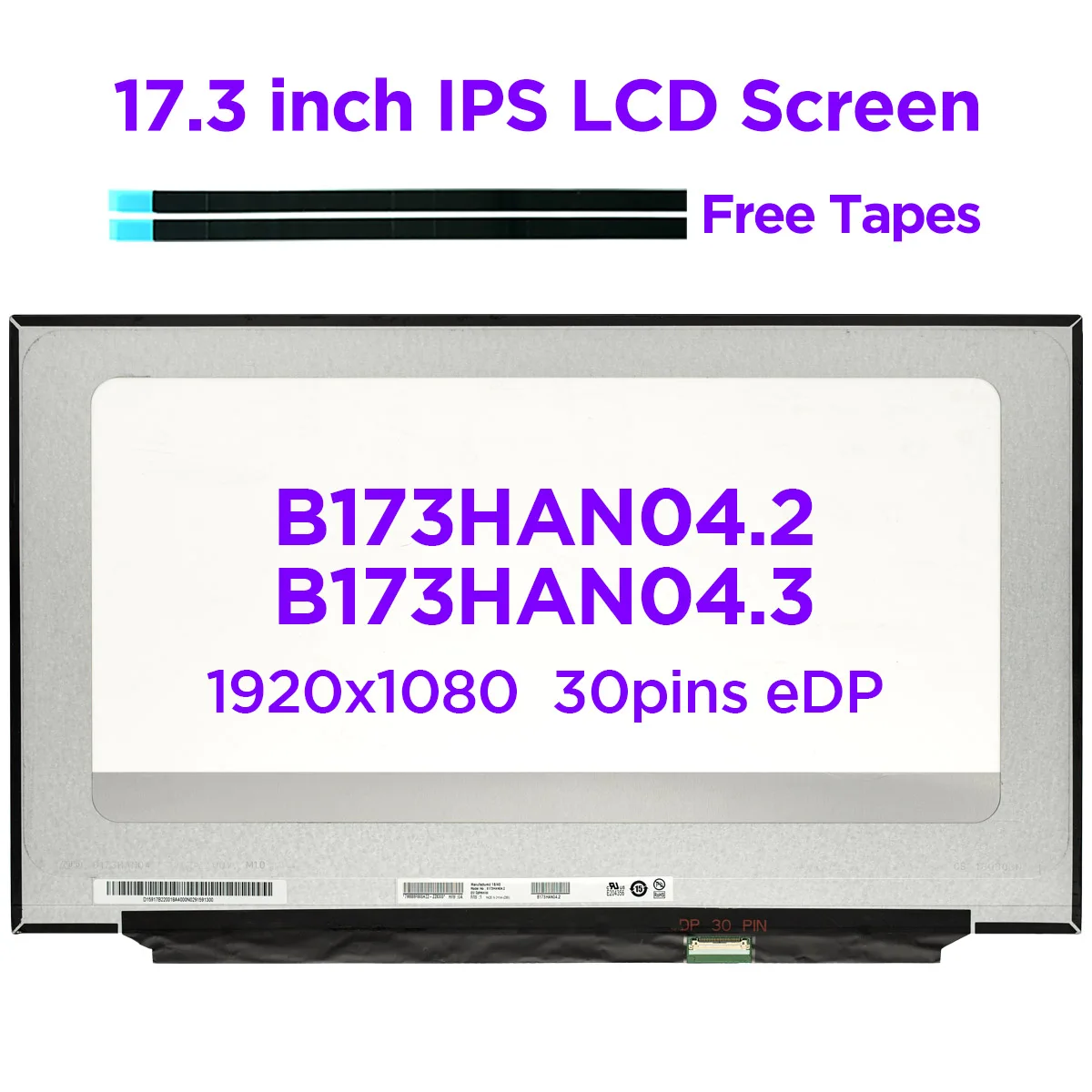 17.3" IPS Laptop LCD Screen B173HAN04.2 Fit B173HAN04.3 N173HCE-E3A ...