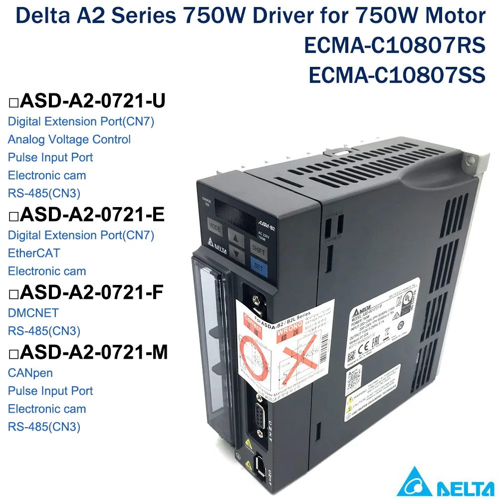 Delta A2 750W Servo Driver,ASD A2 0721 U/E/F/M,Digital Extension Port,E ...