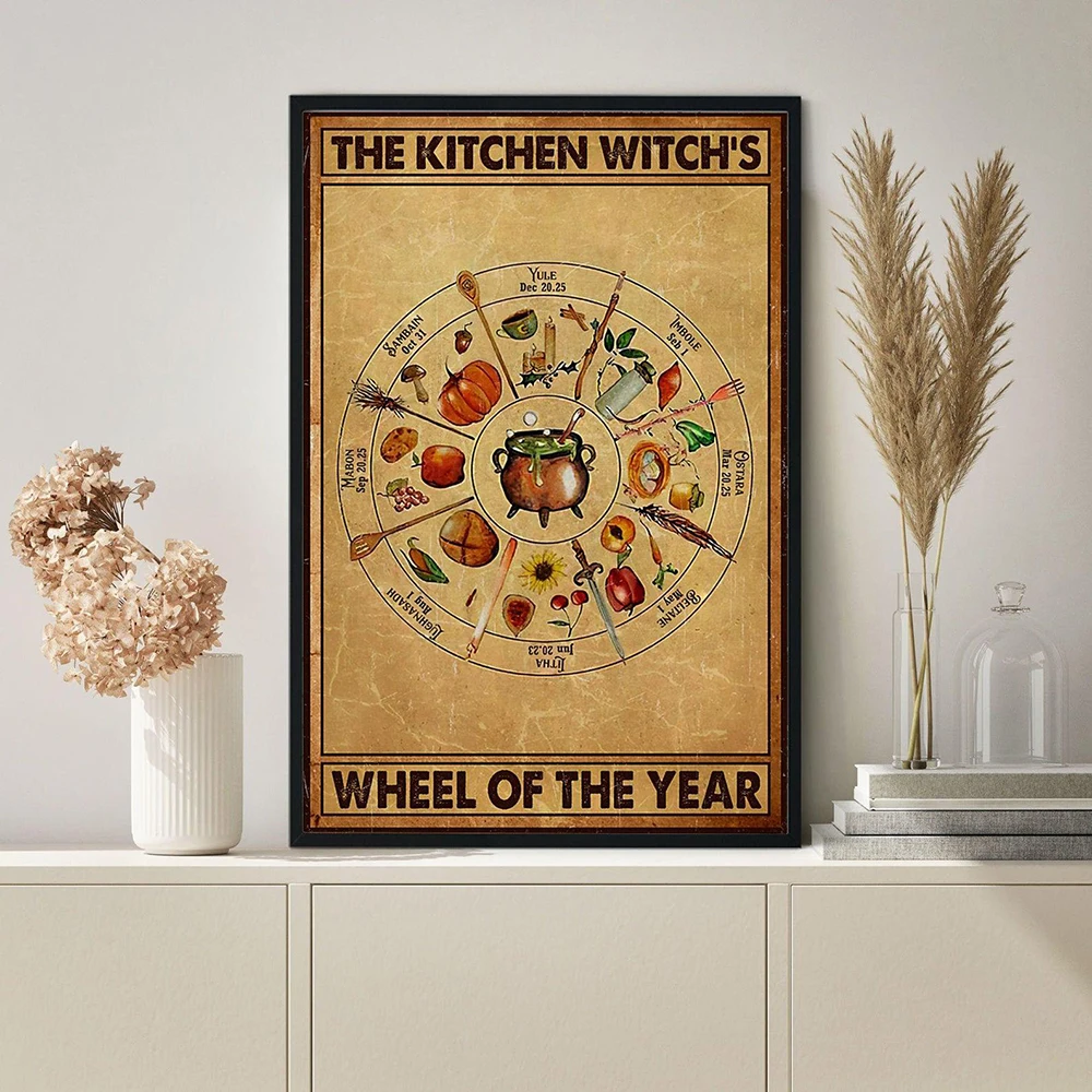 P-ster-de-cocina-Witchs-Rueda-del-A-o-pintura-en-lienzo-arte-Retro ...
