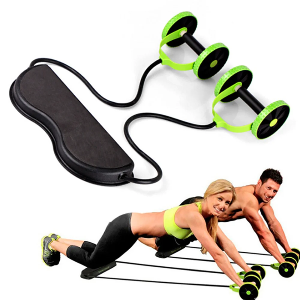 Wheels Roller Stretch Elastic Abdominal Resistance Pull Rope Tool for ...