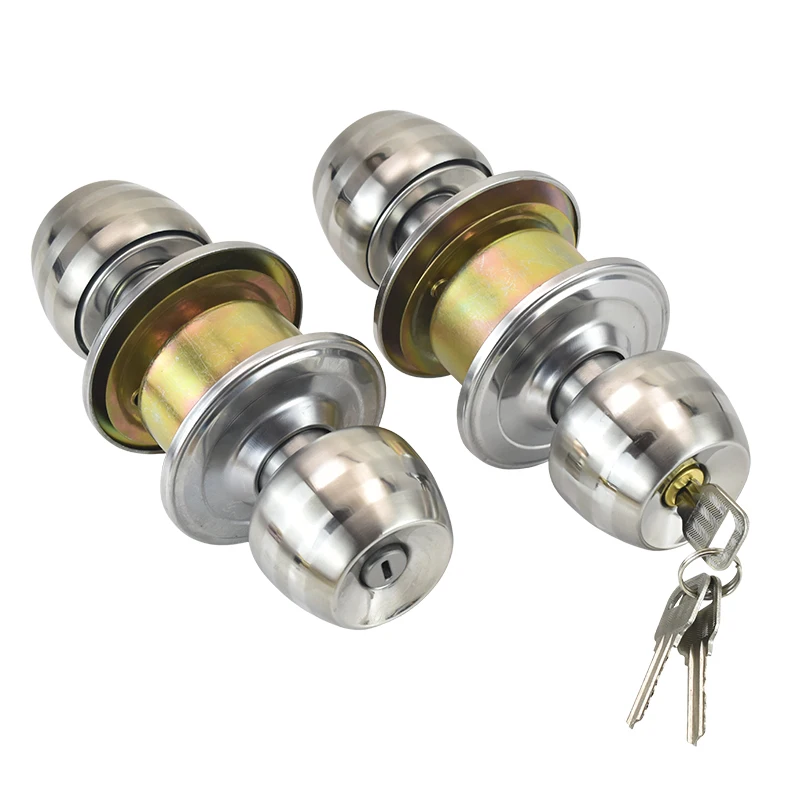 Round Door Handle Door Knobs Lock Stainless Steel Entrance Passage Door ...