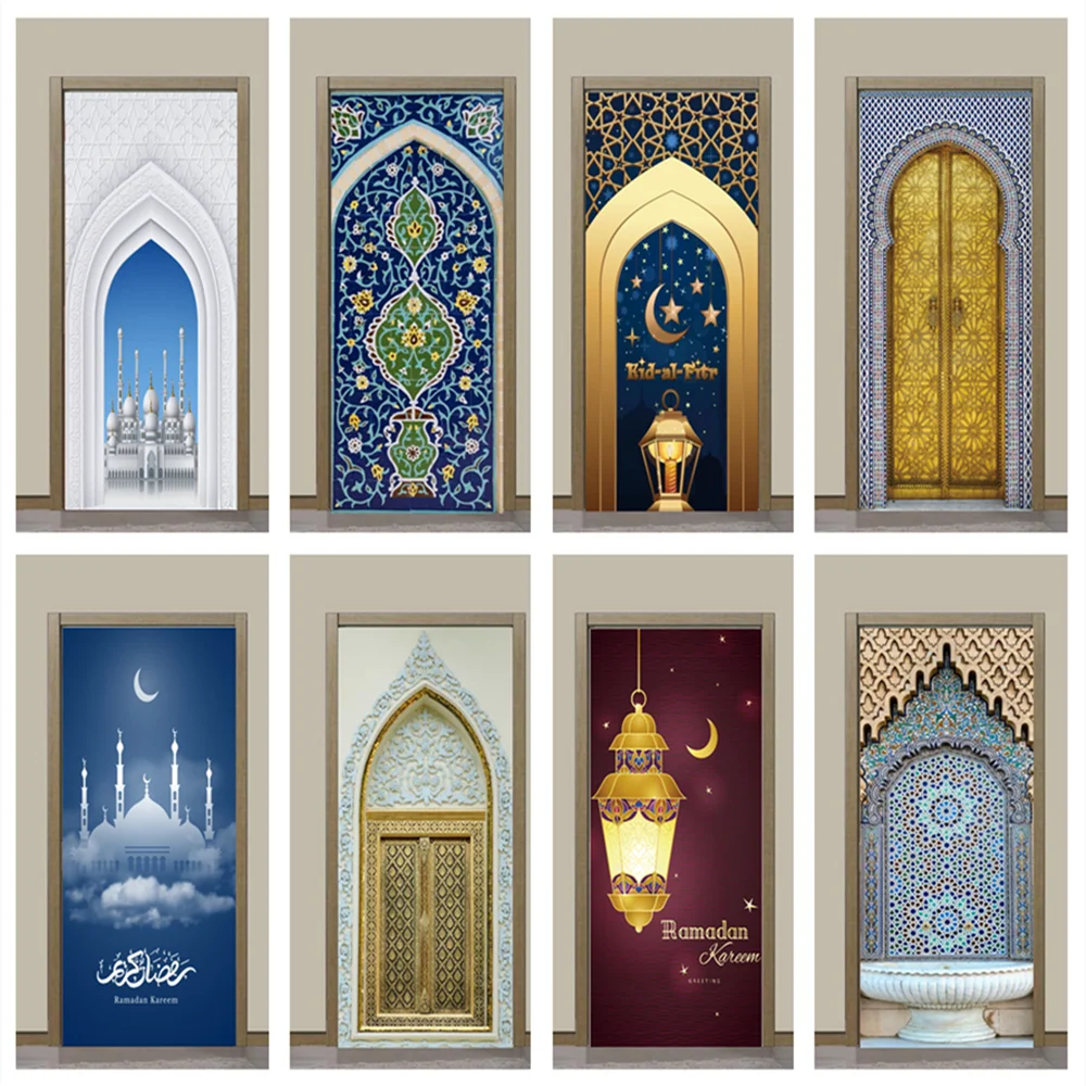 Self Adhesive Door Wallpaper Muslim | Muslim Door Stickers Decoration ...