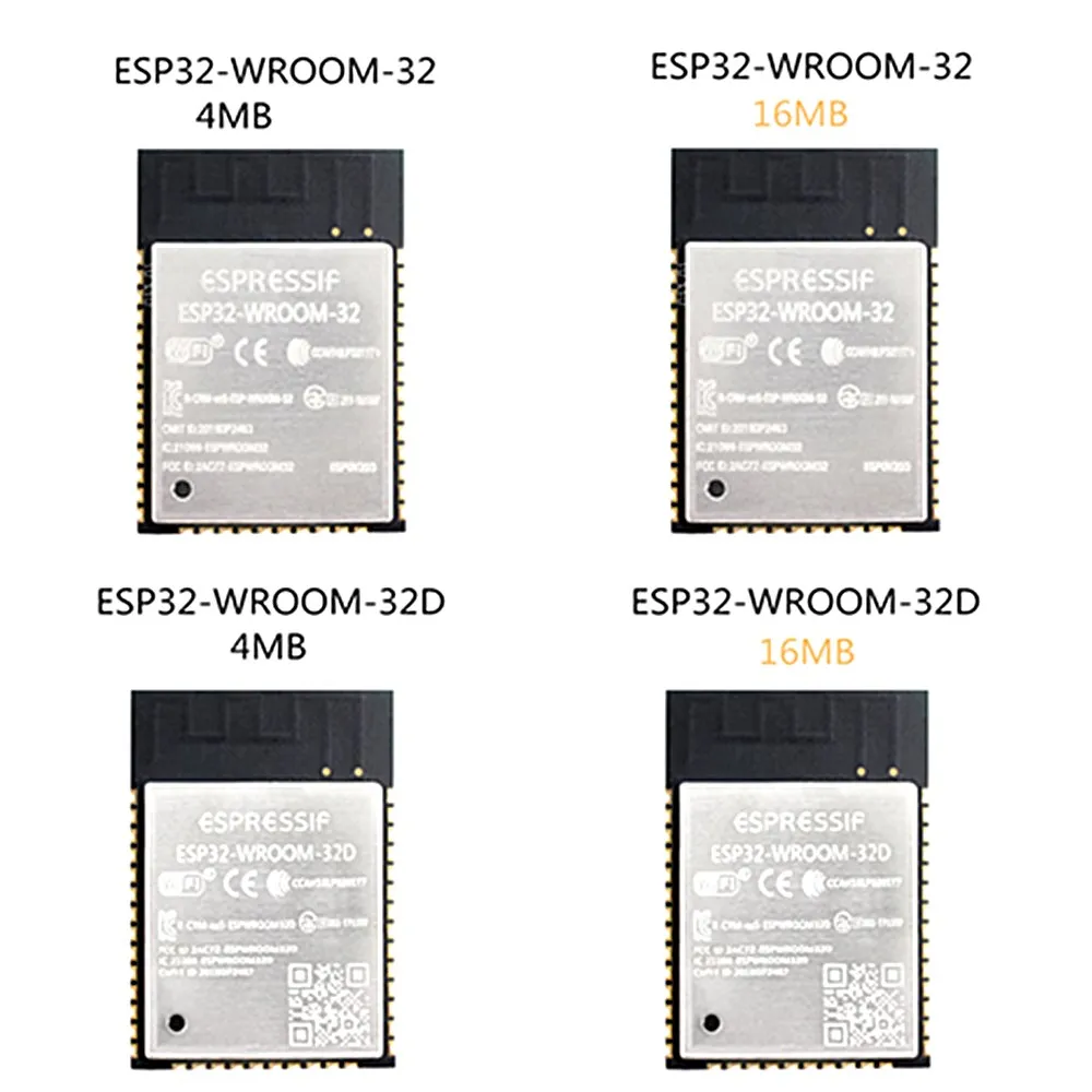 ESP32 4MB/16MB, ESP32 WROOM 32, ESP32 WROOM 32D, ESP32 WROOM 32U, ESP32 S, ESP32 WROVER, ESP32 ...