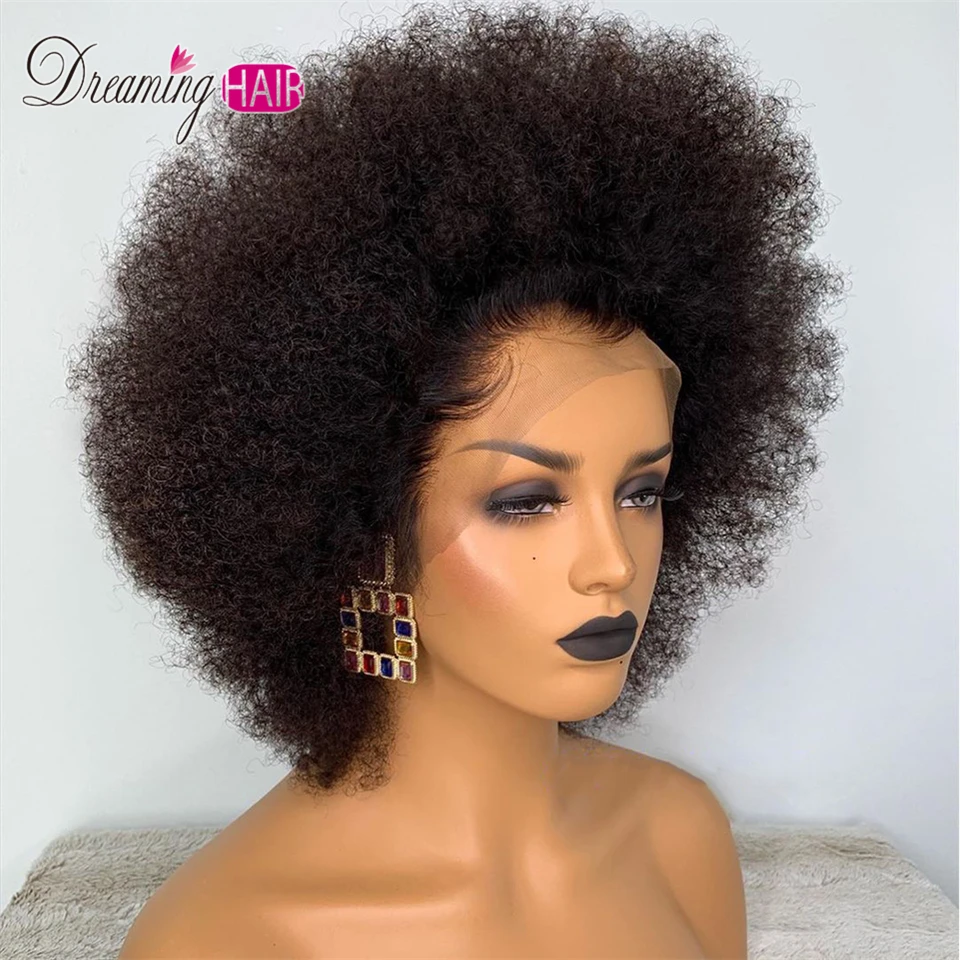 Perucas afro, cabelo humano encaracolado, 13x4, densidade 150%, para ...