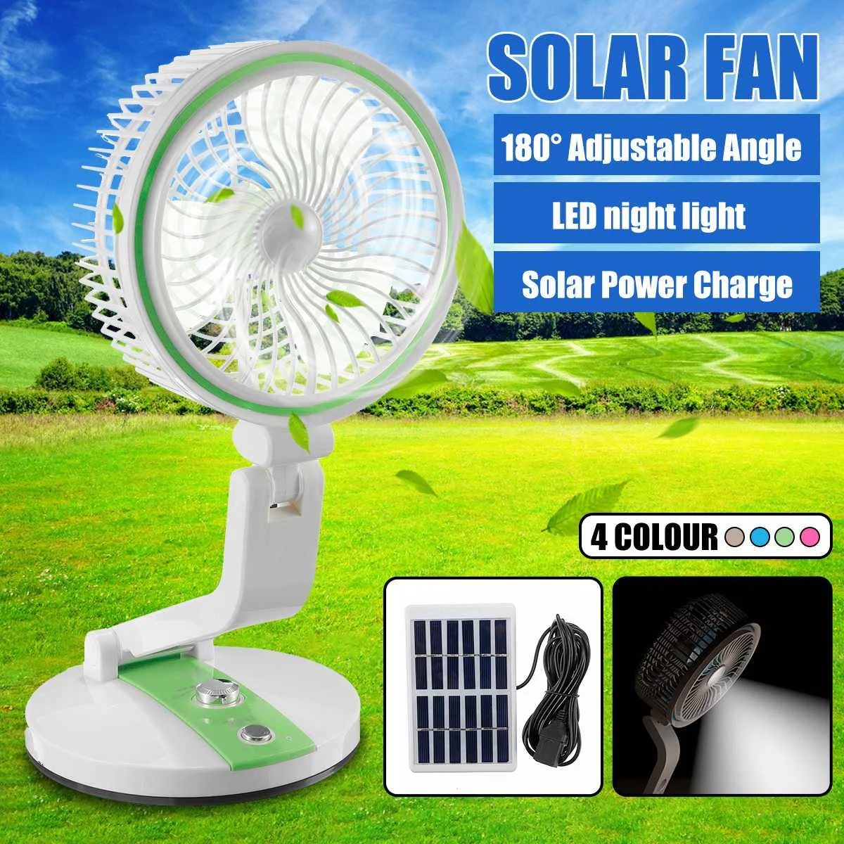 Multifunction Solar Fan Foldable With Led Light Speed Adjustable Usb ...