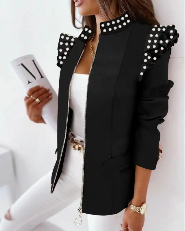 Women's Colorful Leopard Ruffle Zip Print Jackets