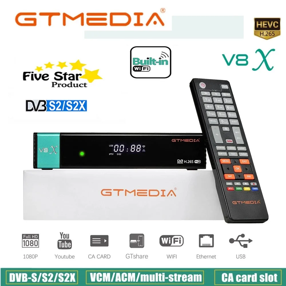 GTmedia V8x free satellite TV decoder 1080P HD DVB S2X machine built in ...