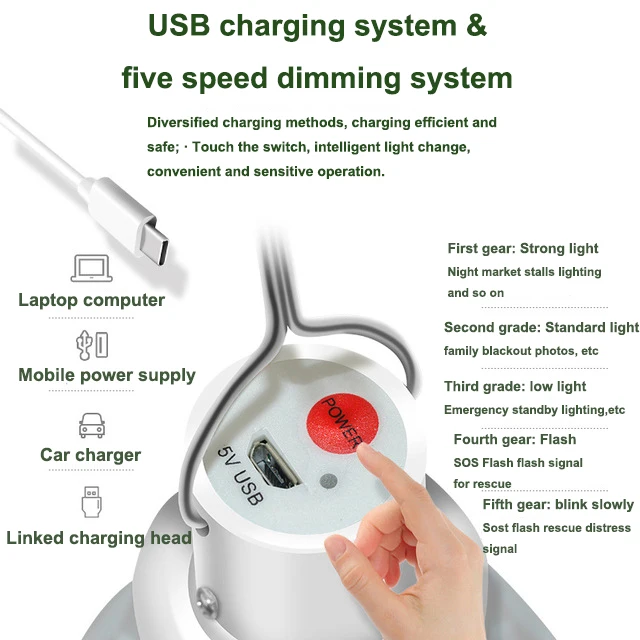 Lampadaire extérieur,Lampe LED solaire à recharge Rechargeable, ampoule ...